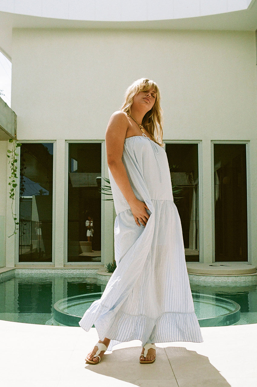 Bella Babydoll Maxi Dress - Blue – SABO