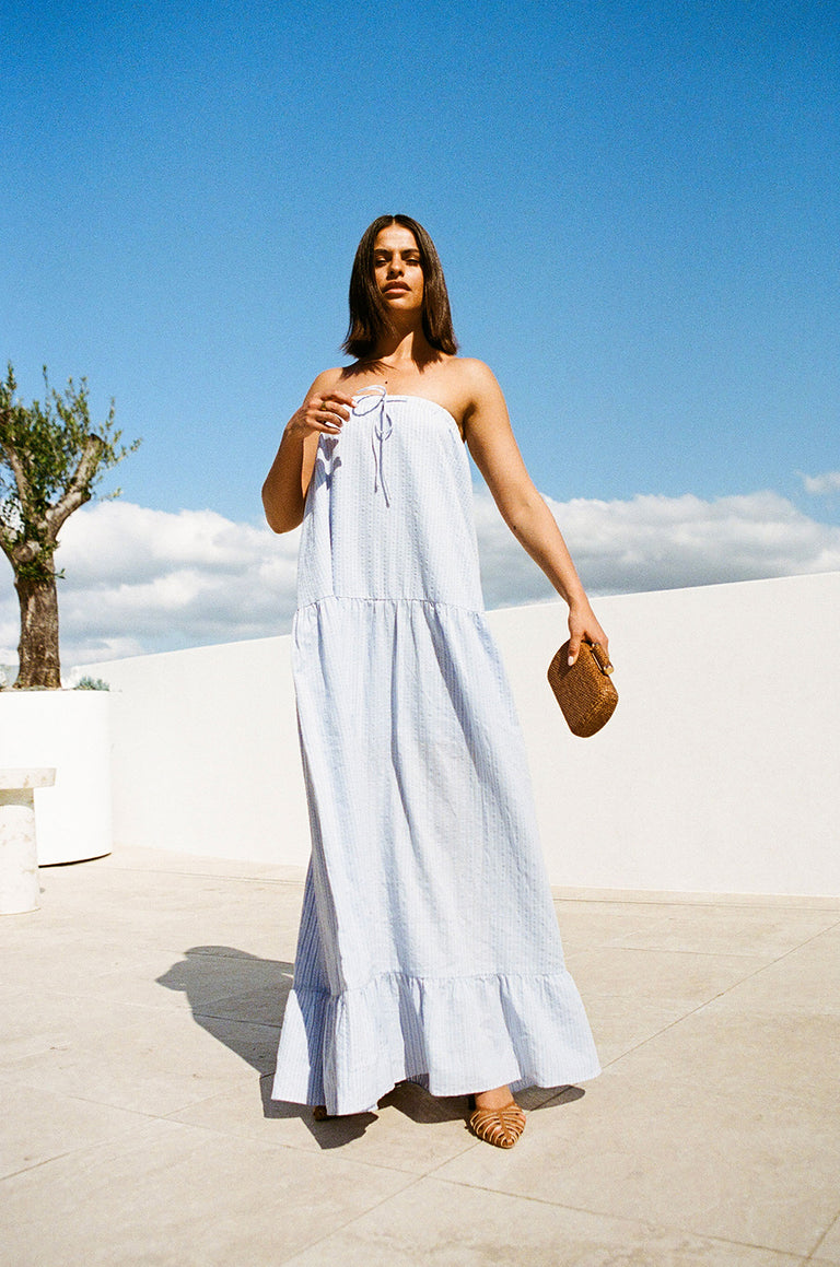 Bella Babydoll Maxi Dress - Blue – SABO