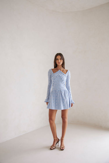 Jamille Button Mini Dress - Blue – SABO