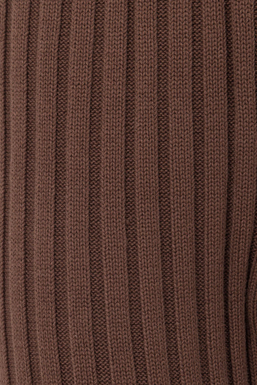 Chocolate Brown Ribbed Knit Short Sleeve Celine Top – SABO