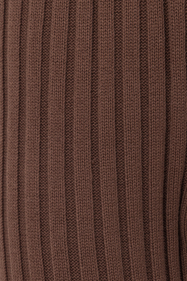 Chocolate Brown Ribbed Knit Short Sleeve Celine Top – SABO