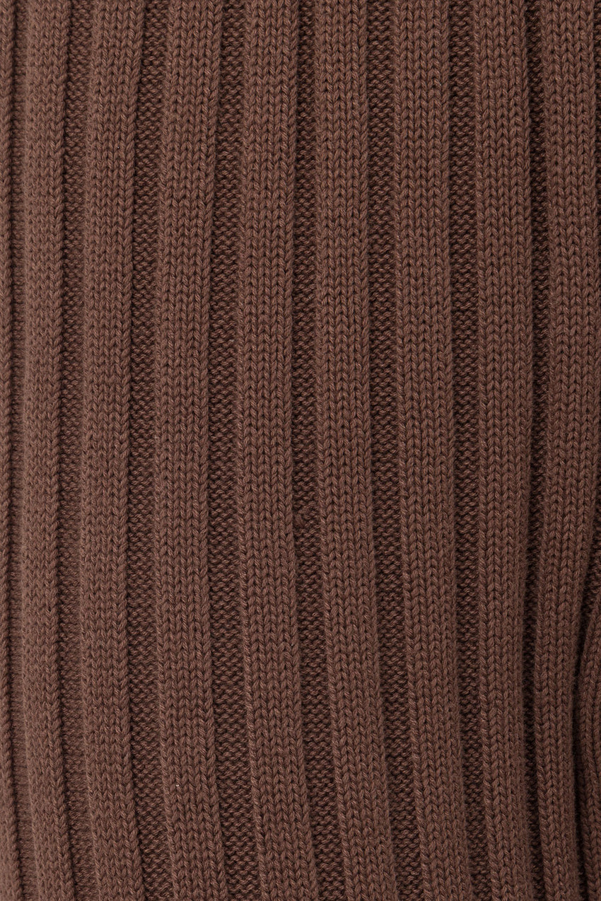 Chocolate Brown Ribbed Knit Short Sleeve Celine Top – SABO