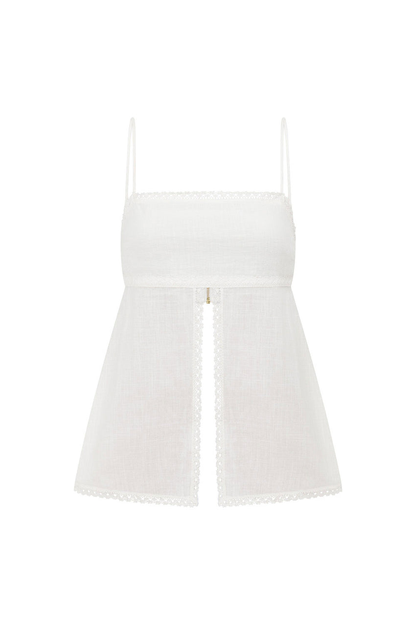 White Cotton Split Strappy Alani Top – SABO