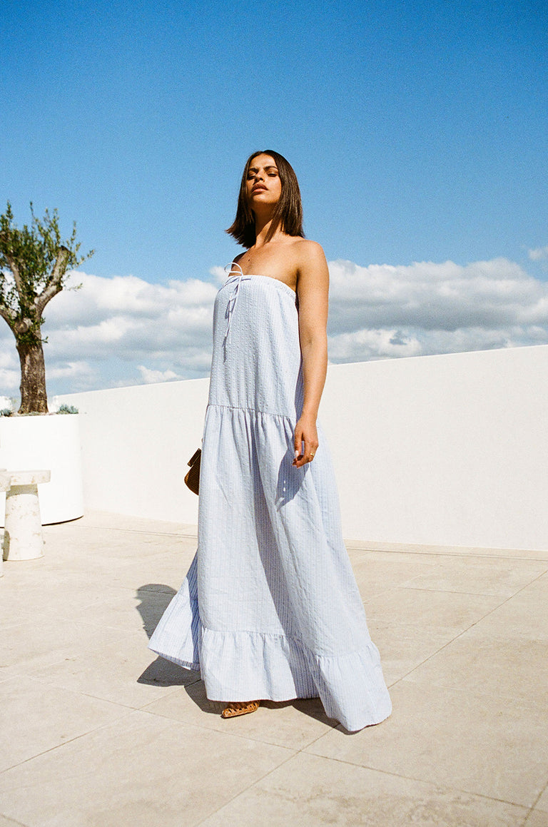 Bella Babydoll Maxi Dress - Blue – SABO