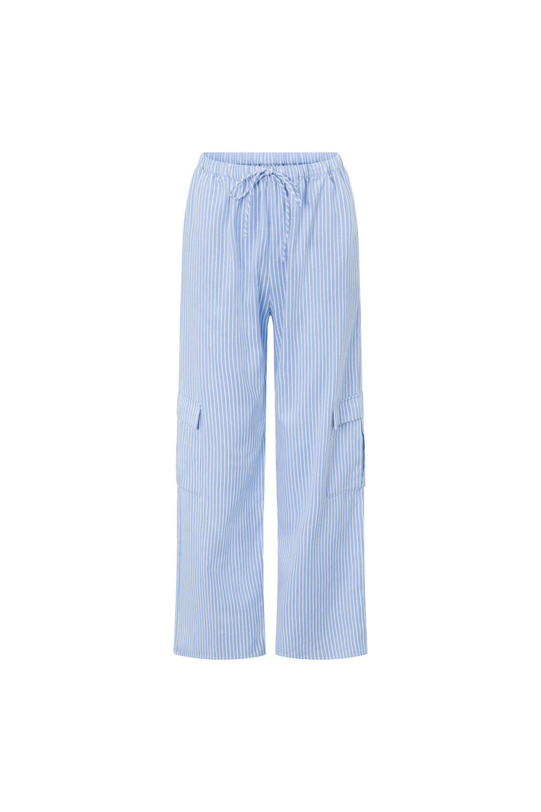 Blue High Waist Drawstring Pocket Brielle Pants – SABO