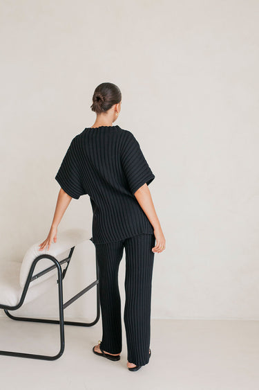 Celine Knit Ribbed Pants - Black – SABO